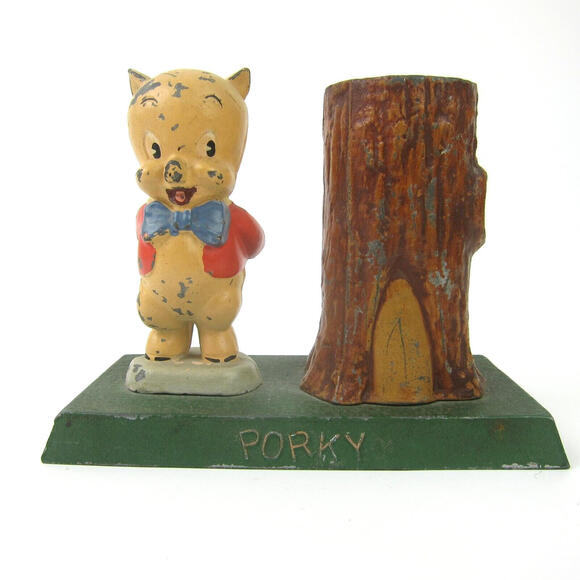 Other | Vintage 194s Porky Pig Coin Bank Metal Moss Co Warner Brothers ...